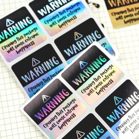 Bags | 6 Pc Warning Opening Package Cause Extreme Happiness Stickers ...